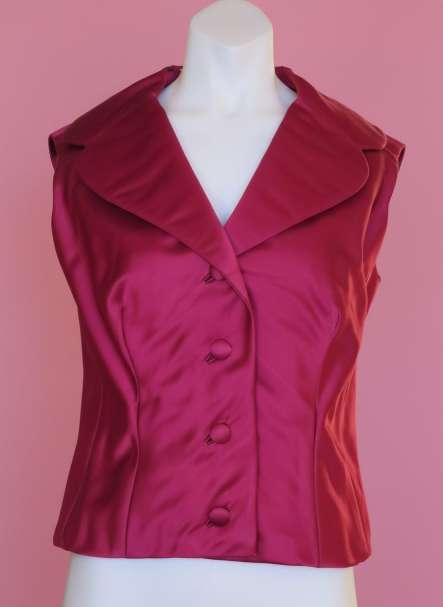 Iris Apfel's Vintage Silky Scarlet Vest | Dollchunk Bazaar