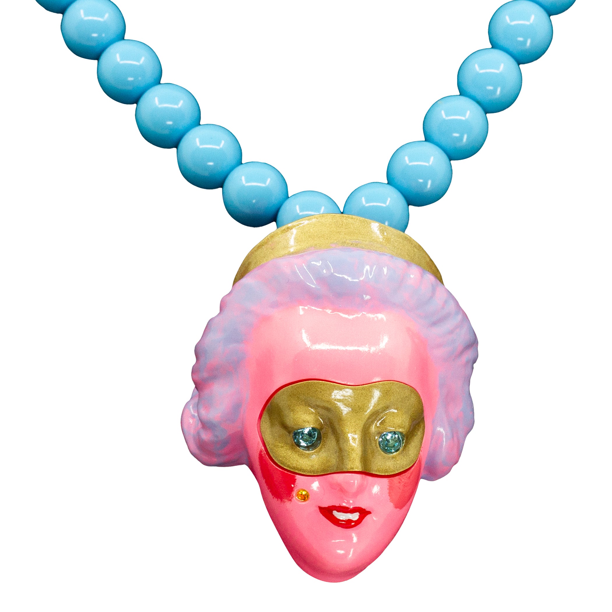Masked Lady Madame Rose Pearl Necklace | Patch Box Masquerade Head ...